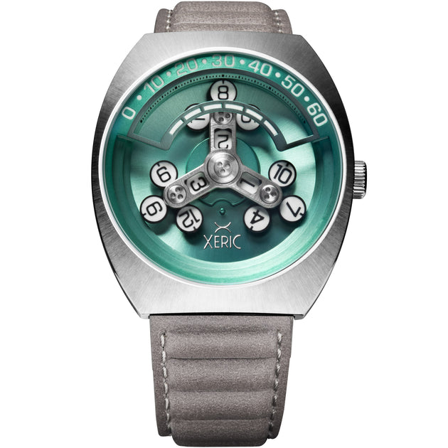 Scrambler Automatic Wandering Hour Aqua Gray | Xeric.com – Xeric Watches