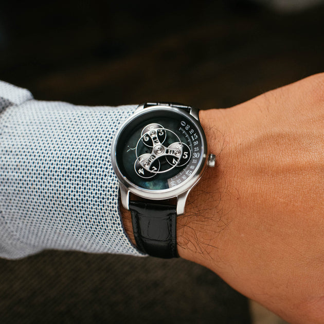 Triptych Automatic Wandering Hour Stone Edition Black Mother of Pearl ...