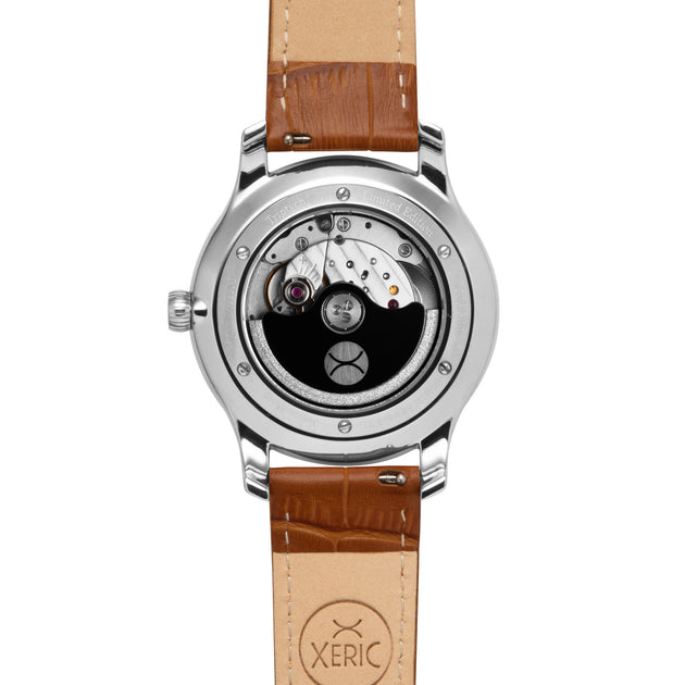 Triptych Automatic Wandering Hour Tan Blue | Xeric.com – Xeric Watches