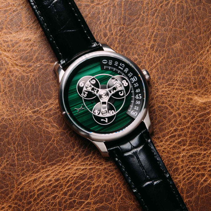 Triptych Automatic Wandering Hour Stone Edition Malachite | Xeric.com ...
