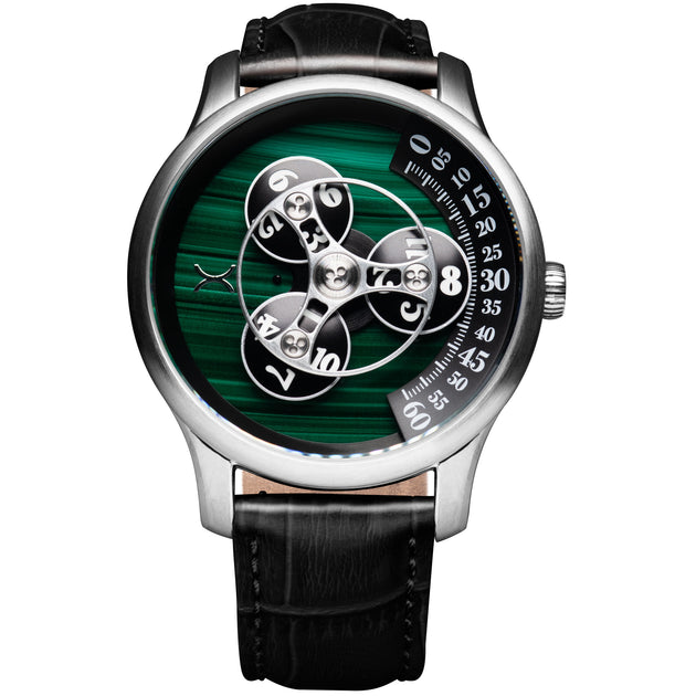 Triptych Automatic Wandering Hour Stone Edition Malachite | Xeric.com ...