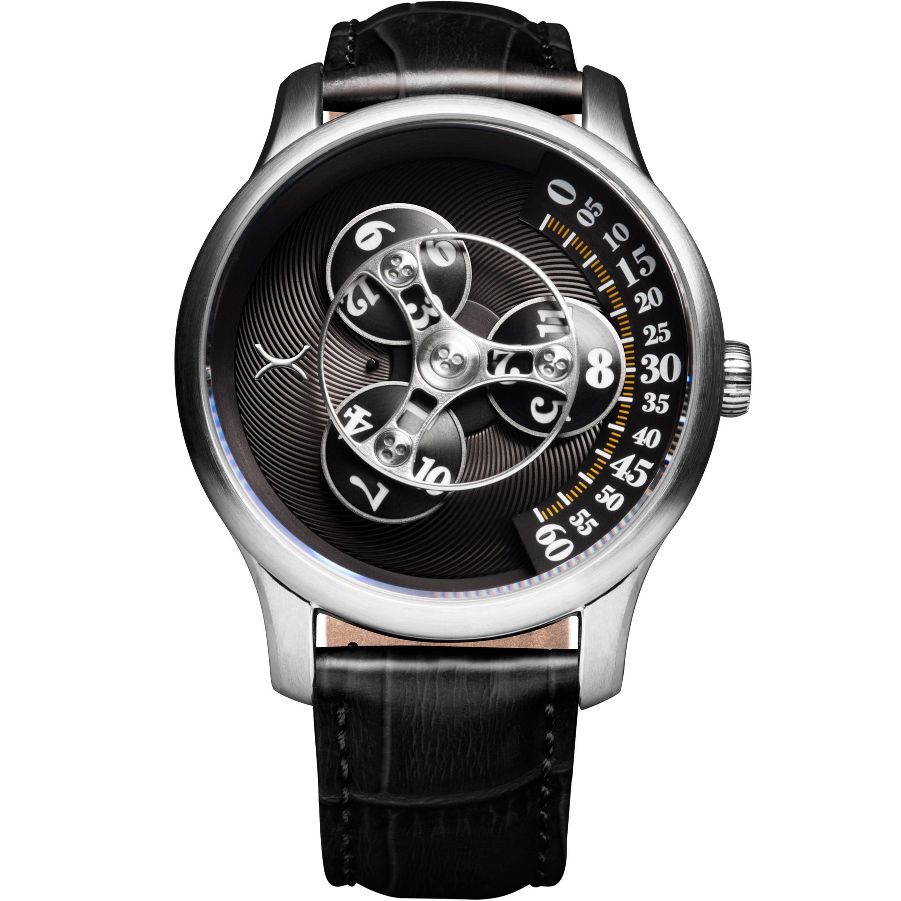 Triptych Automatic Wandering Hour Steel Black | Xeric.com – Xeric Watches