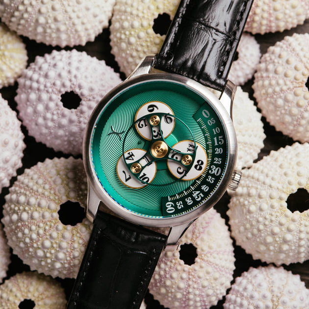 Triptych Automatic Wandering Hour Emerald | Xeric.com – Xeric Watches